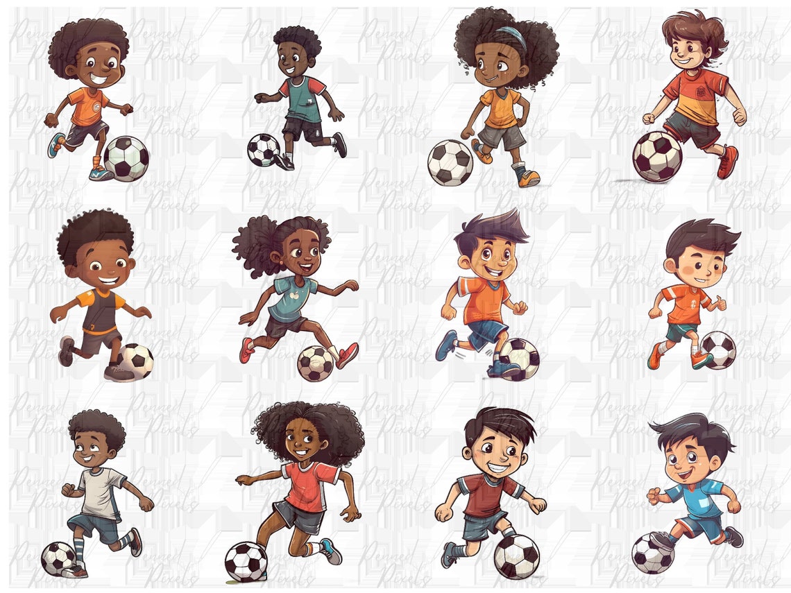Soccer Players Clipart PNG Set, 32 Football Kids and Soccer Balls ...