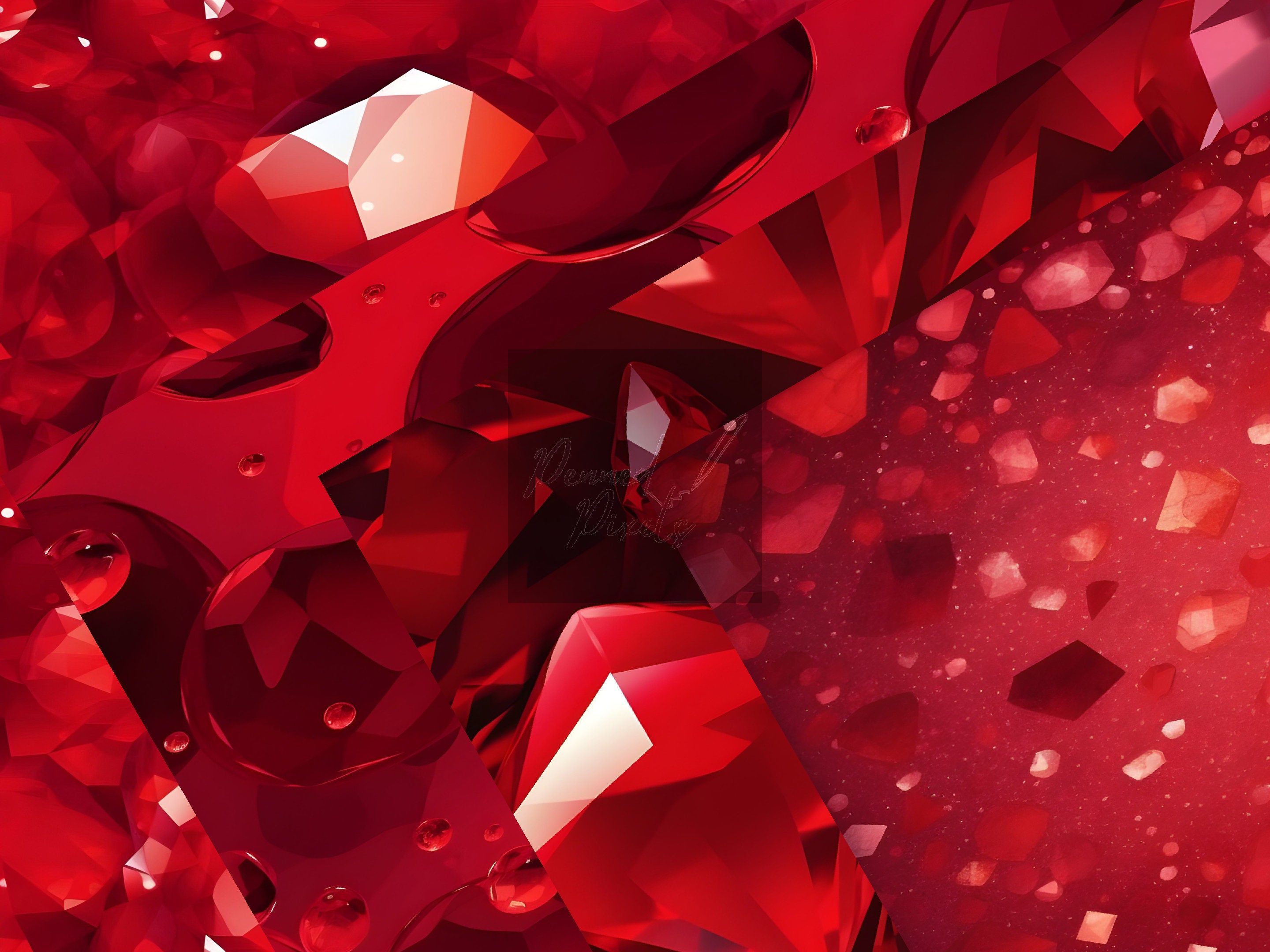 Ruby Gemstone Mixed Styles Seamless Digital Paper - Deep Red Sharp ...