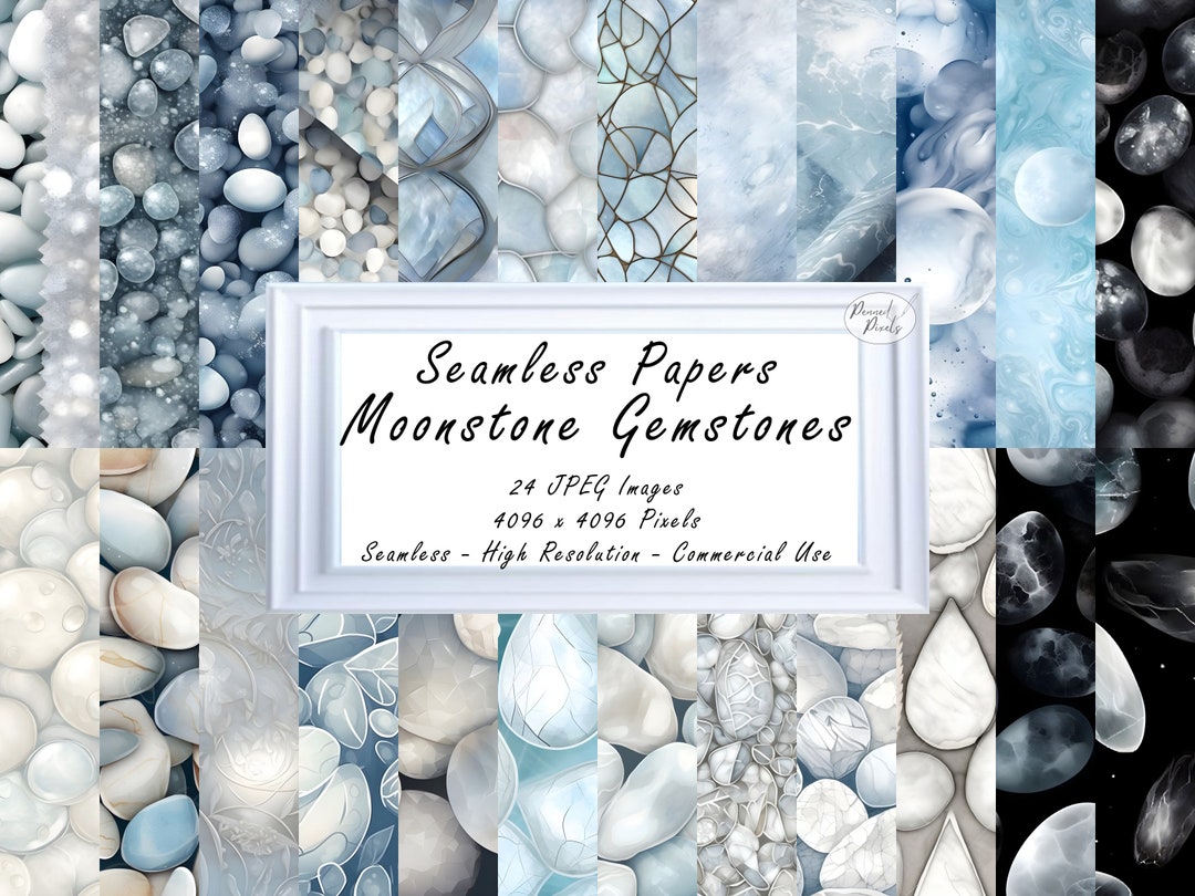 Moonstone Gemstone Mixed Styles Seamless Digital Paper - Exotic White ...