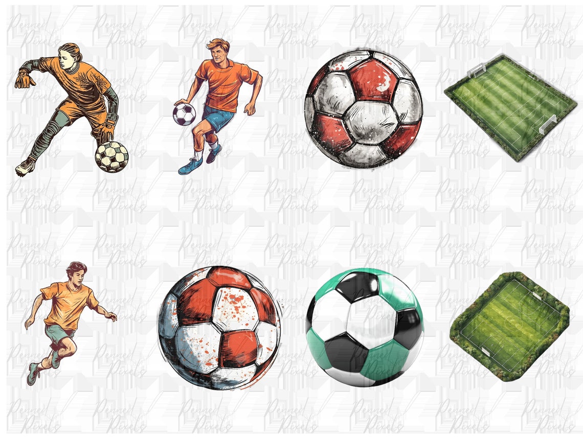 Soccer Players Clipart PNG Set, 32 Football Kids and Soccer Balls ...