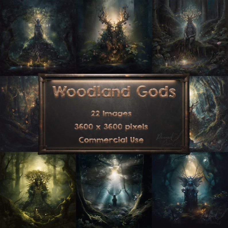 Woodland Gods Digital Paper - Ethereal Mystic Earthy Fantasy Forest ...