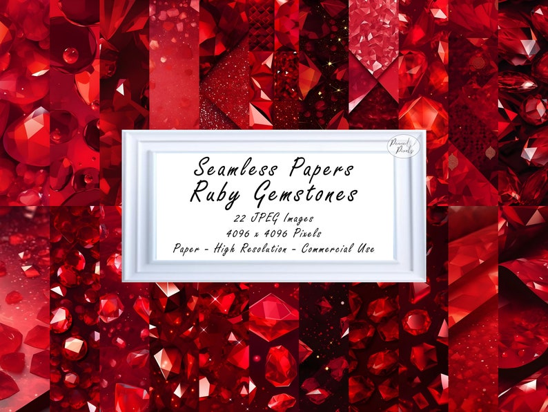Ruby Gemstone Mixed Styles Seamless Digital Paper - Deep Red Sharp ...