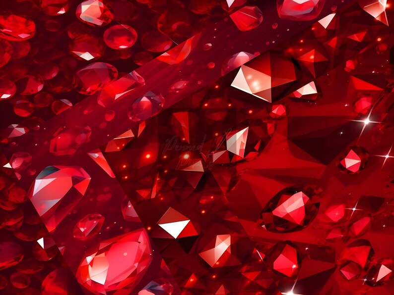Ruby Gemstone Mixed Styles Seamless Digital Paper Deep Red Sharp Jewel ...