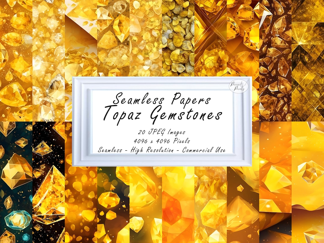 Topaz Gemstone Seamless Digital Paper – Yellow Gold Scrapbook Patterns ...