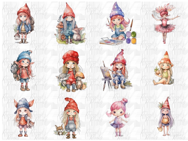 Gnome Girls Clipart 50 Cute Female Gnome Clipart Bundle, Gnome PNG ...