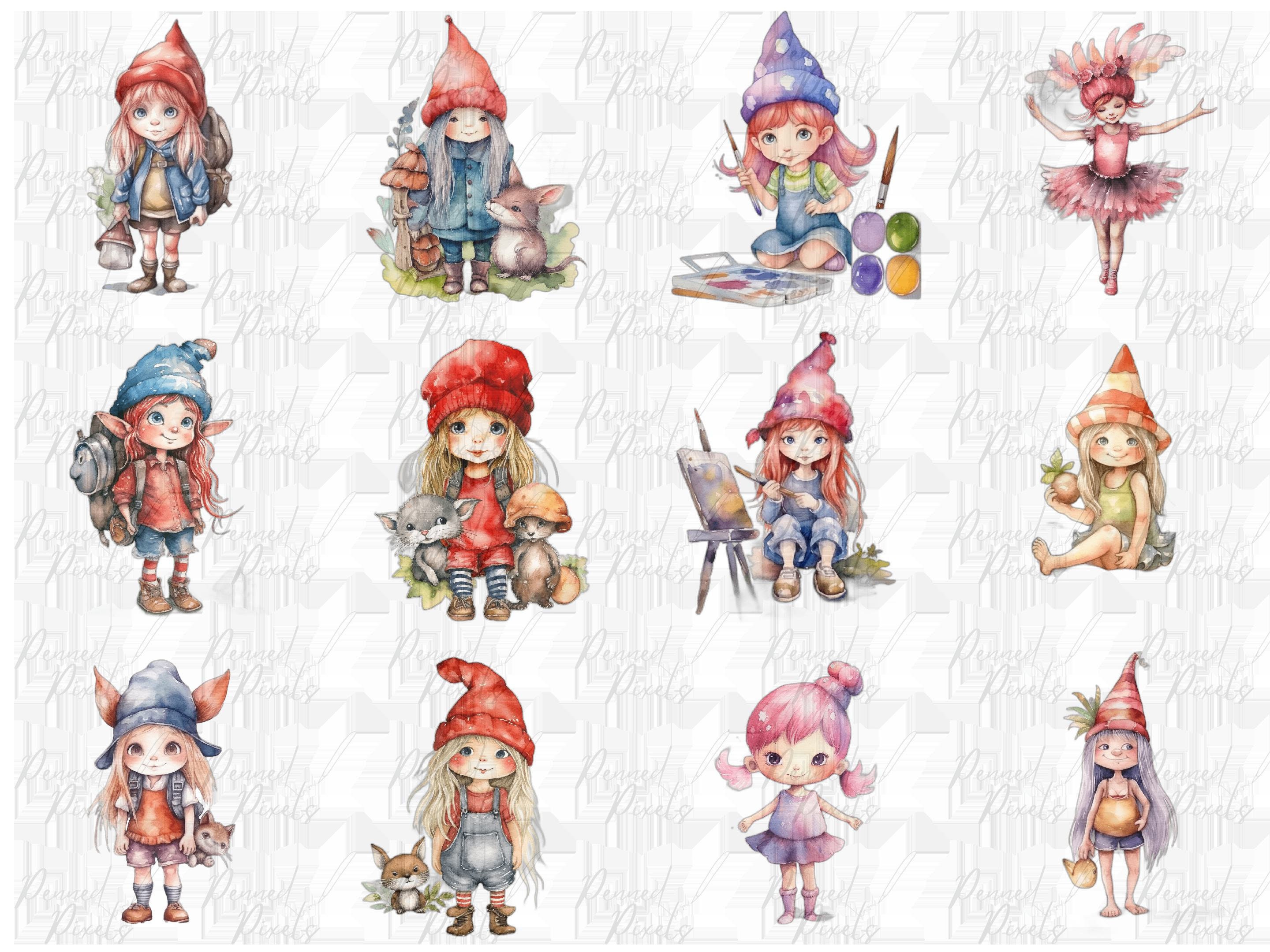 Gnome Girls Clipart 50 Cute Female Gnome Clipart Bundle, Gnome PNG ...