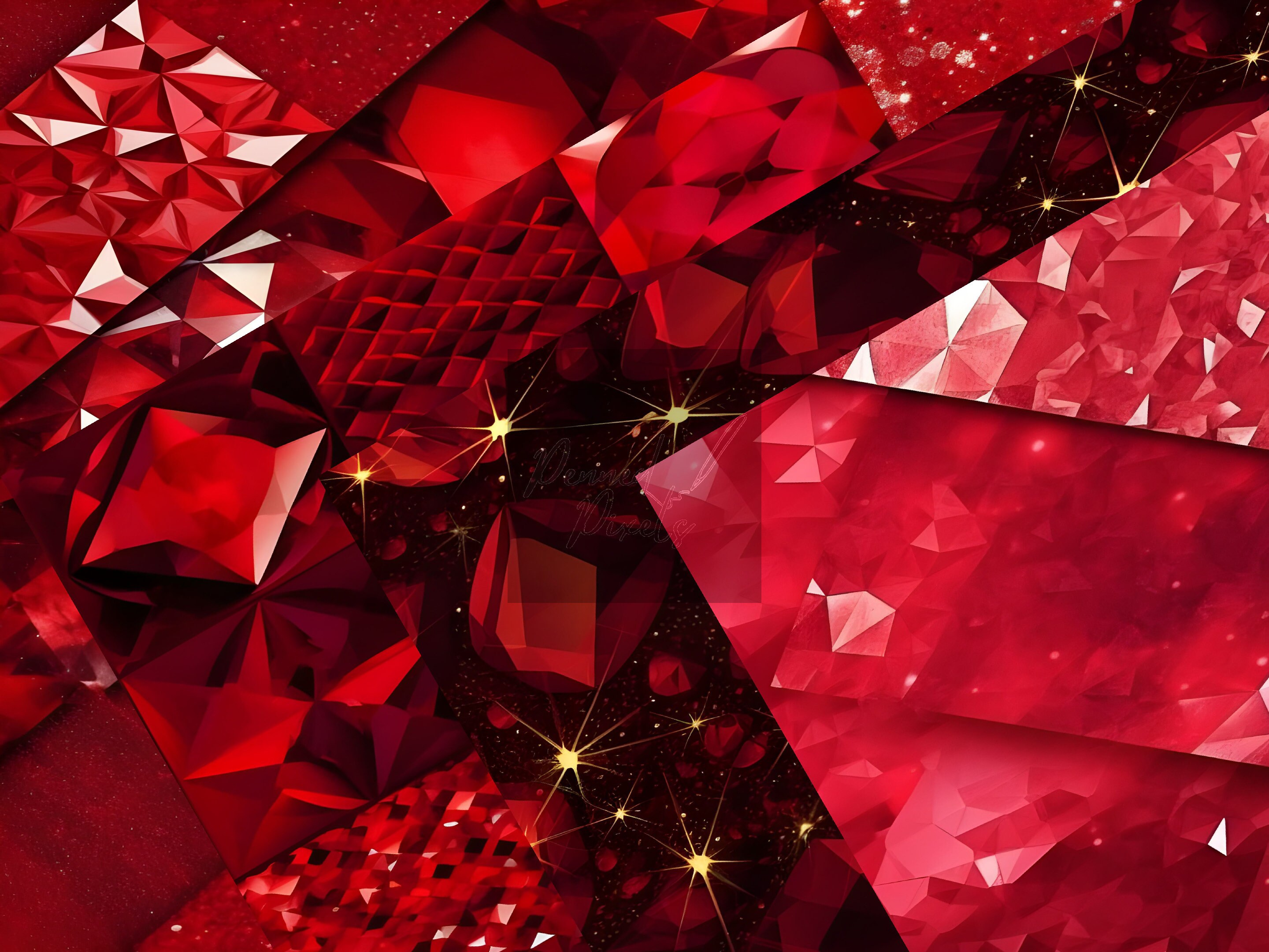 Ruby Gemstone Mixed Styles Seamless Digital Paper - Deep Red Sharp ...