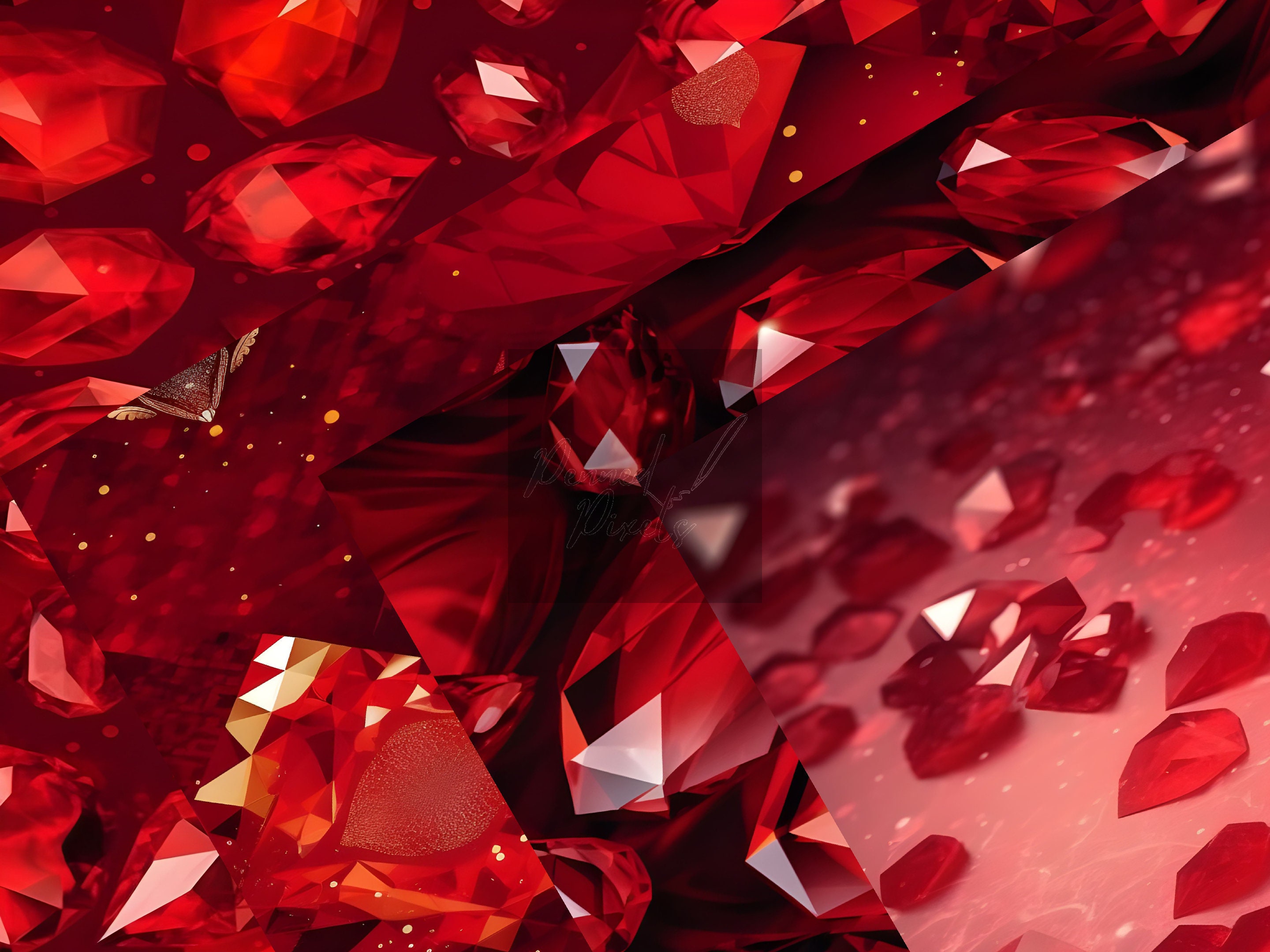 Ruby Gemstone Mixed Styles Seamless Digital Paper - Deep Red Sharp ...