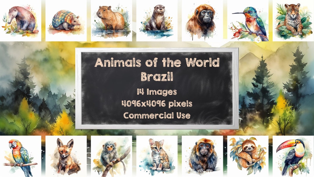 Wildlife Art Prints Animals of Brazil - Instant Download | Watercolors ...