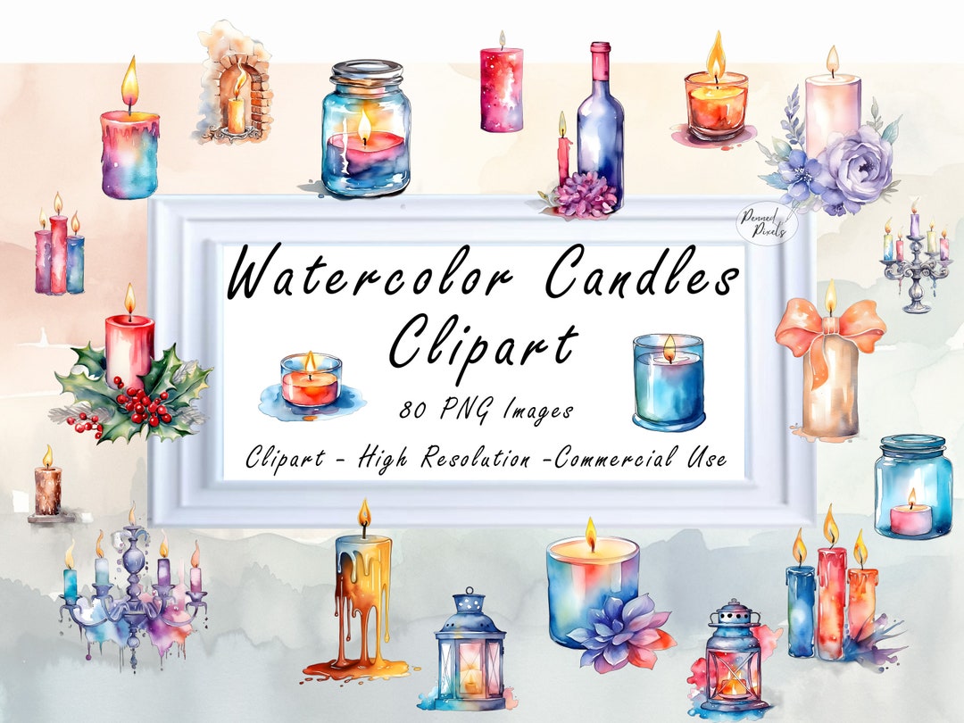 Watercolor Candles Clipart 60 Watercolor Lanterns Clipart, Candle ...