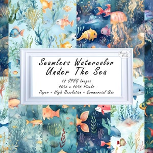 Underwater Creatures Watercolor Digital Paper - Seamless Patterns ...