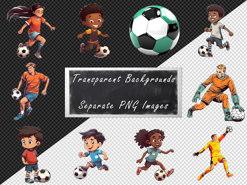 Soccer Kids Clipart PNG Set, Football Art (commercial Use) - Etsy