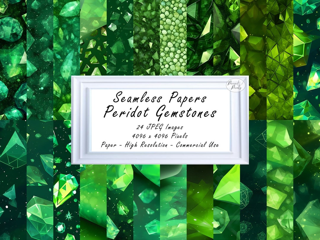 Peridot Gemstone Mixed Styles Seamless Digital Paper - Deep Green Sharp ...
