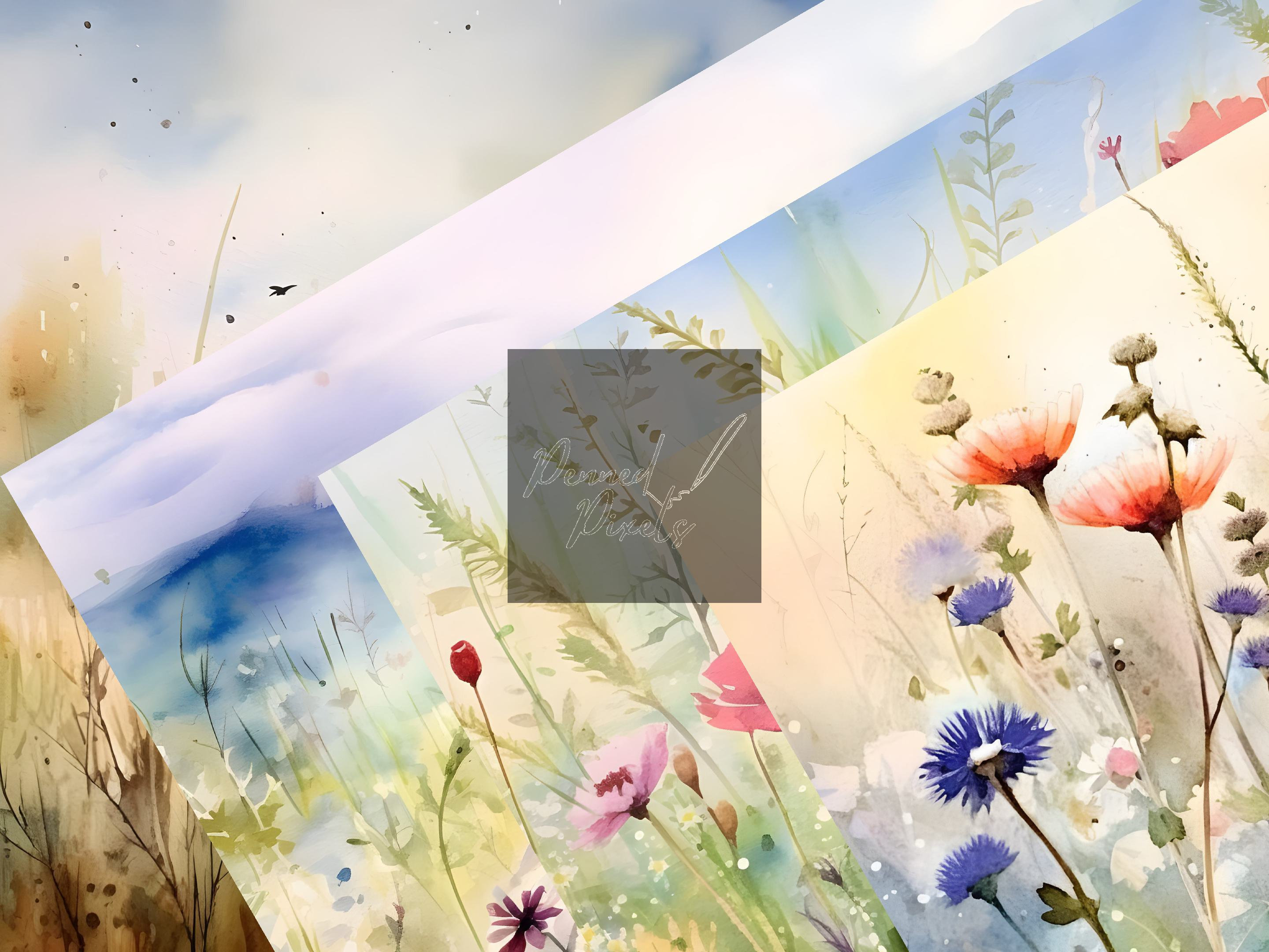 Watercolor Meadow Backgrounds 50 Beautiful Floral Prints Spring Flowers ...