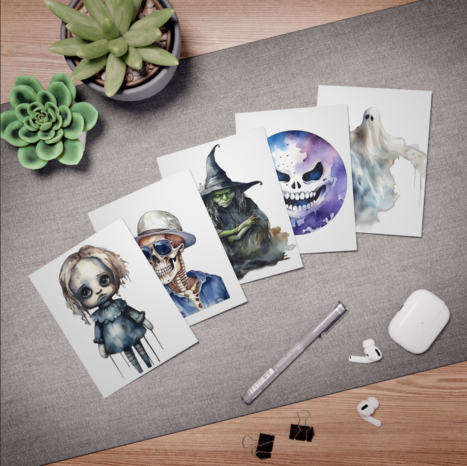 Watercolor Nightmare Clipart 52 Scary Halloween Creatures Clipart ...