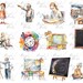 Teachers Classroom Watercolor Clipart PNG Set, 24 Colorful Classroom ...