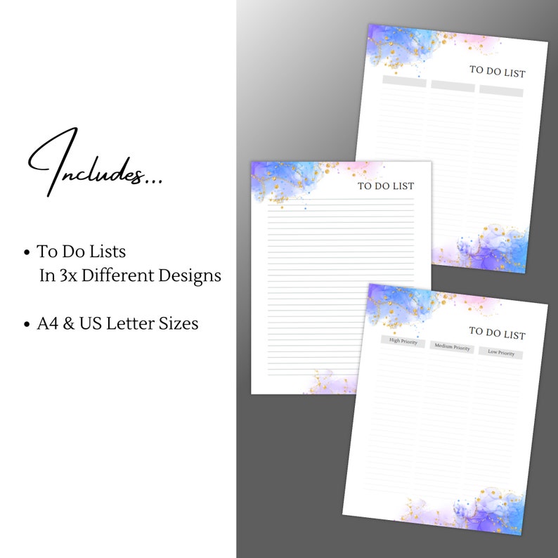Printable to Do Lists Beautiful Blue & Gold Design 3 - Etsy Australia