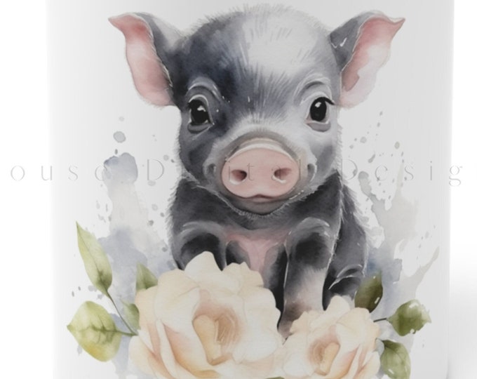 Baby Pig Clipart, Piglet Clipart, Farm Animal, PNG Watercolor, Clipart ...