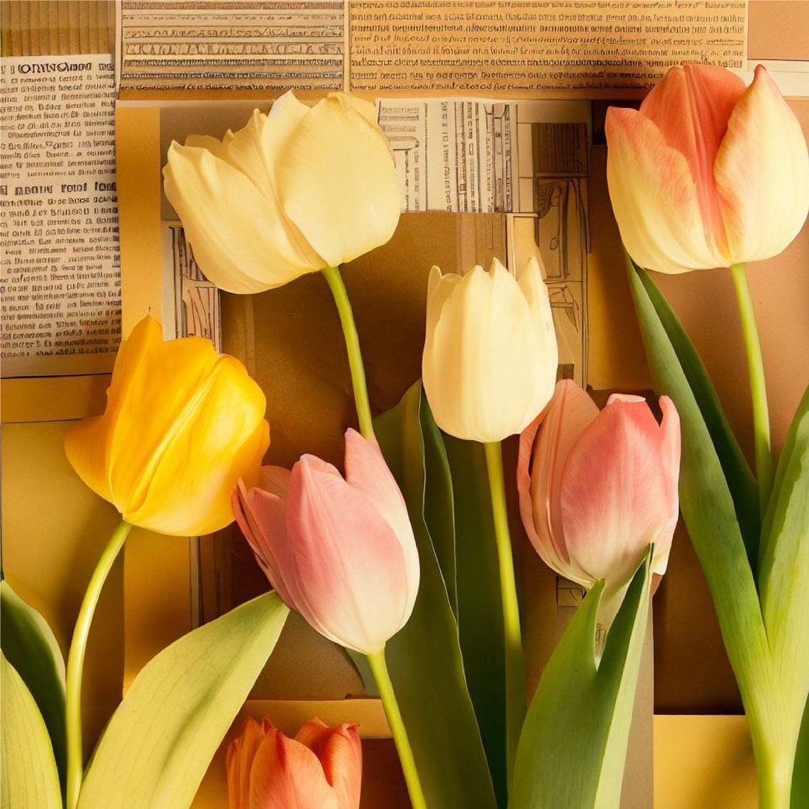 Tulip Flowers With Newspaper, Print on Demand, Clipart Png, Digital ...