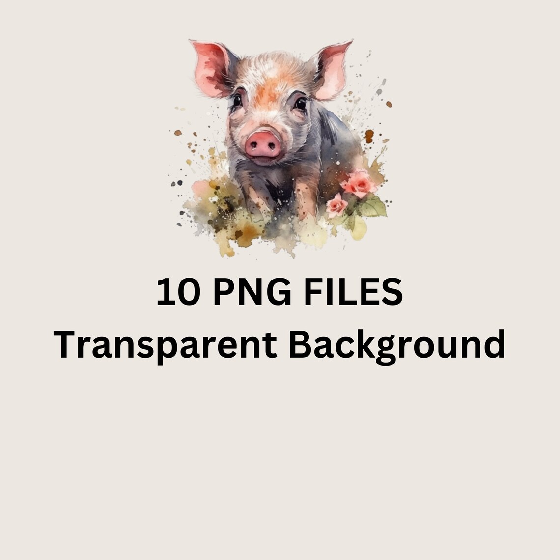 Baby Pig Clipart, Piglet Clipart, Farm Animal, PNG Watercolor, Clipart ...