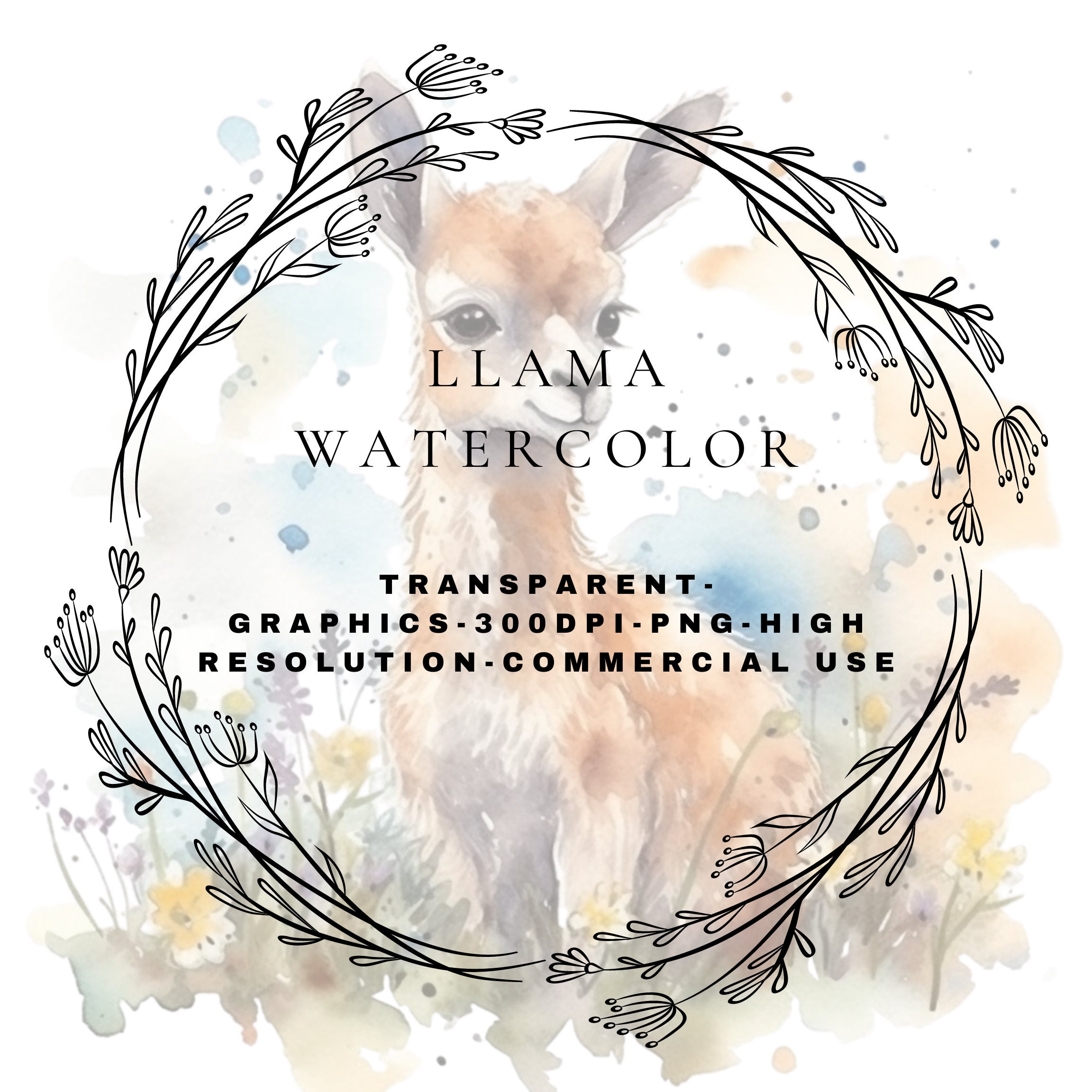 Baby Llamas Watercolor, Transparent PNG Digital Download, Commercial ...