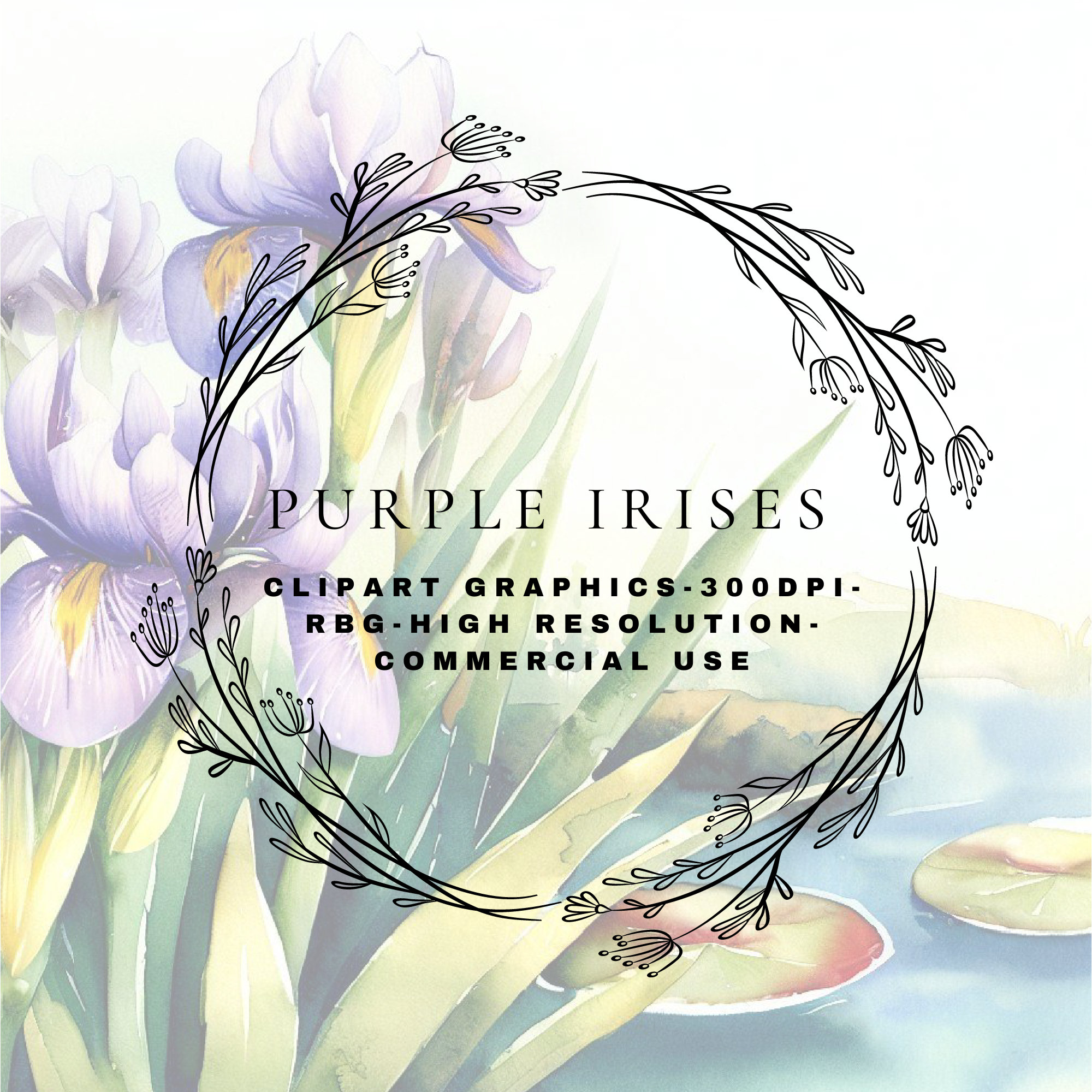 Watercolor Iris Blooms, Iris Watercolor Digital Art, Watercolor Irises ...