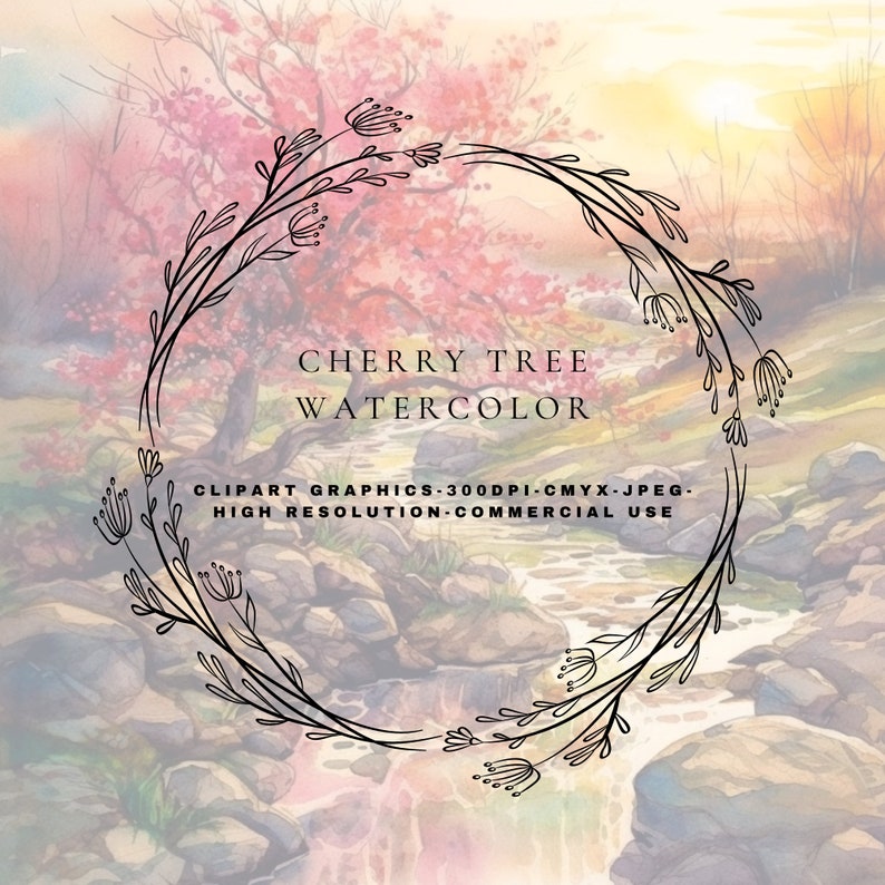 Blossom Cherry Tree Artwork, Printable Cherry Tree Art Work, JPG Files ...