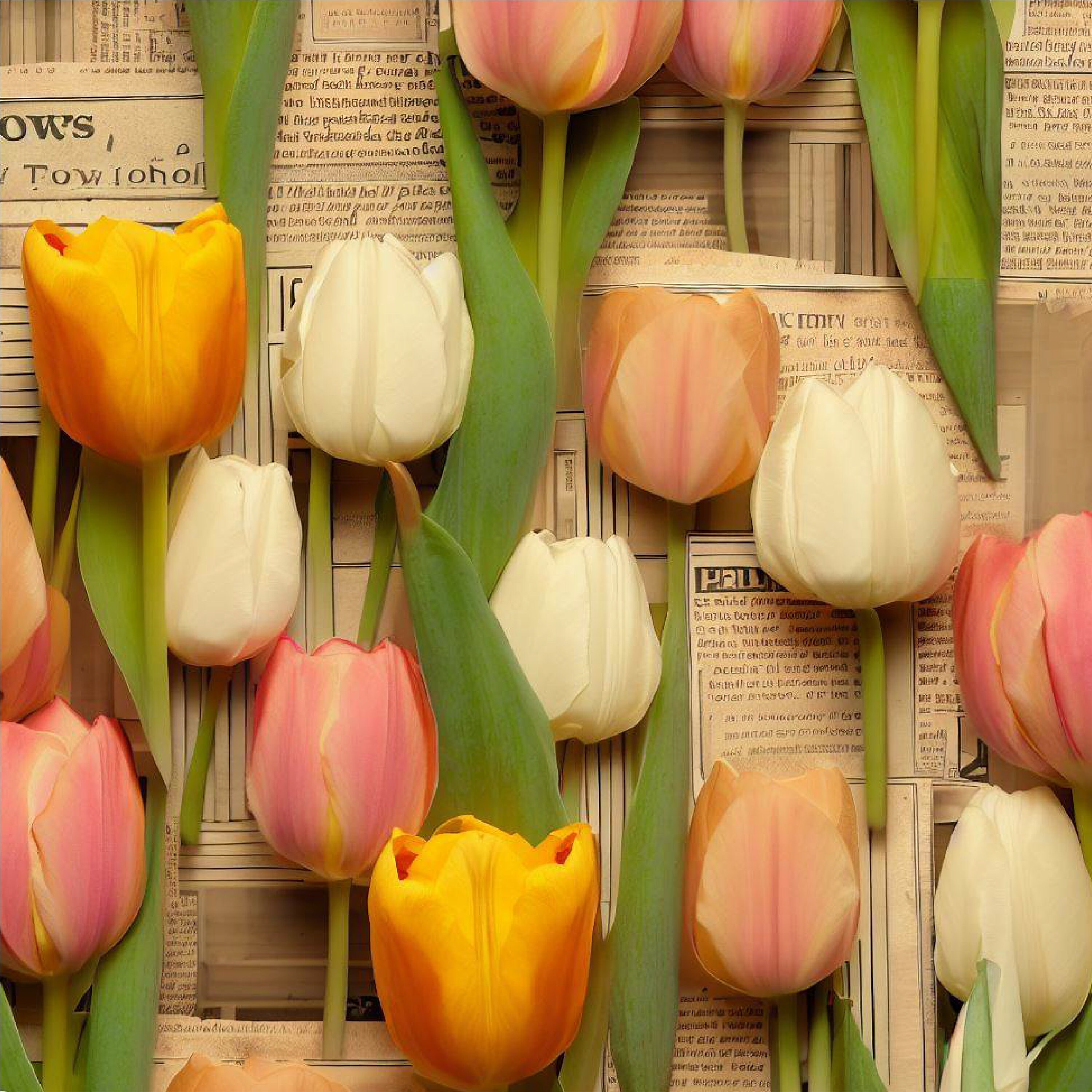 Tulip Flowers With Newspaper, Print on Demand, Clipart Png, Digital ...