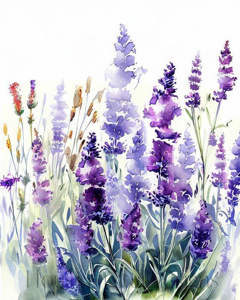 Lavender Flower Art, Wall Art Digital, Print-on-demand, Digital Art ...