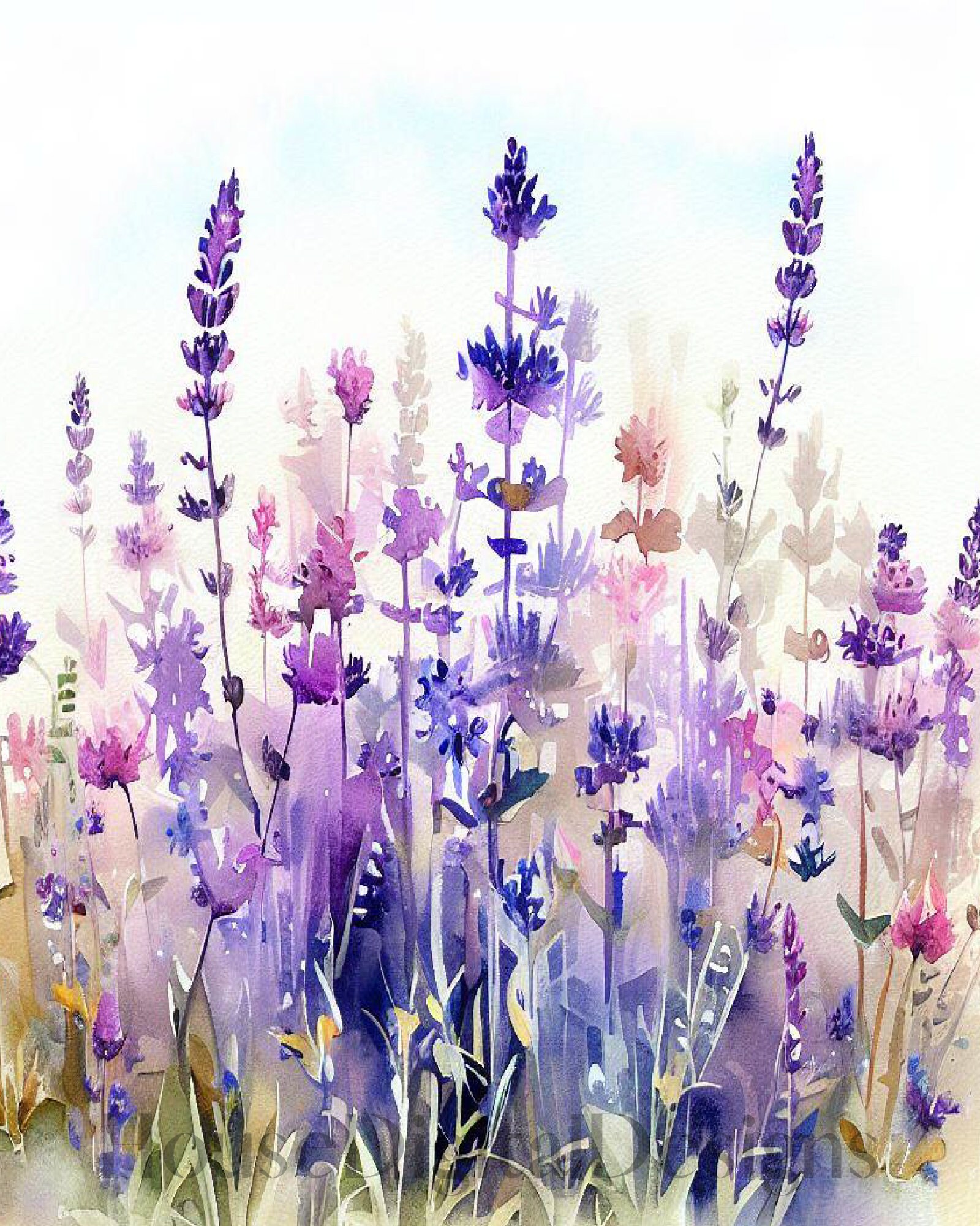 Lavender Flower Art, Wall Art Digital, Print-on-demand, Digital Art ...