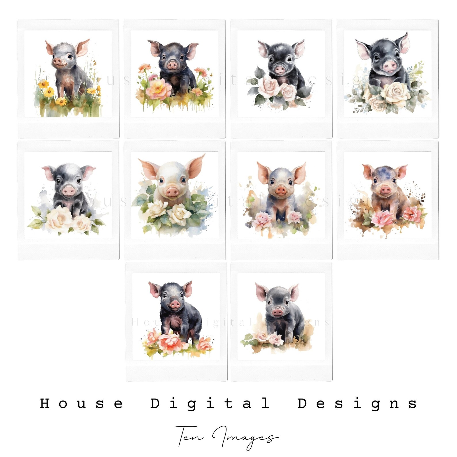 Baby Pig Clipart, Piglet Clipart, Farm Animal, PNG Watercolor, Clipart ...