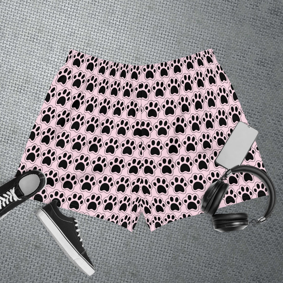 Womens Paw Print Shorts-dog Paw Print Swim Short Recycled paw Print ...