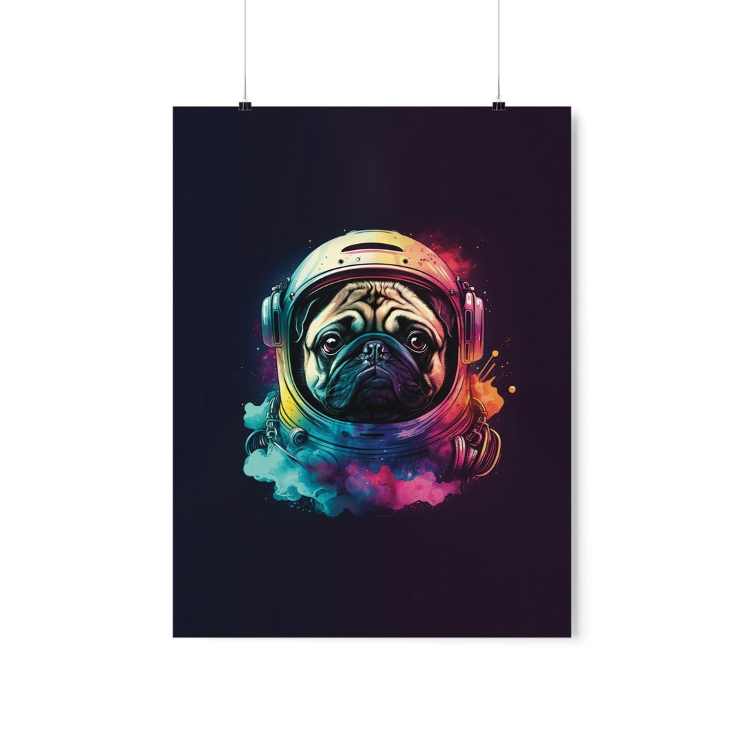 Cosmic Canines: Colorful Graffiti Digital File of Space Dogs, Pug ...