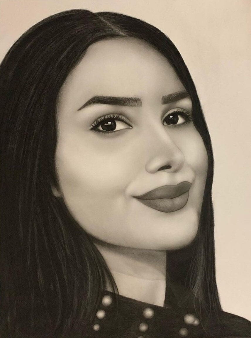 Graphite Portrait Pencil One Face 50x60cm - Etsy