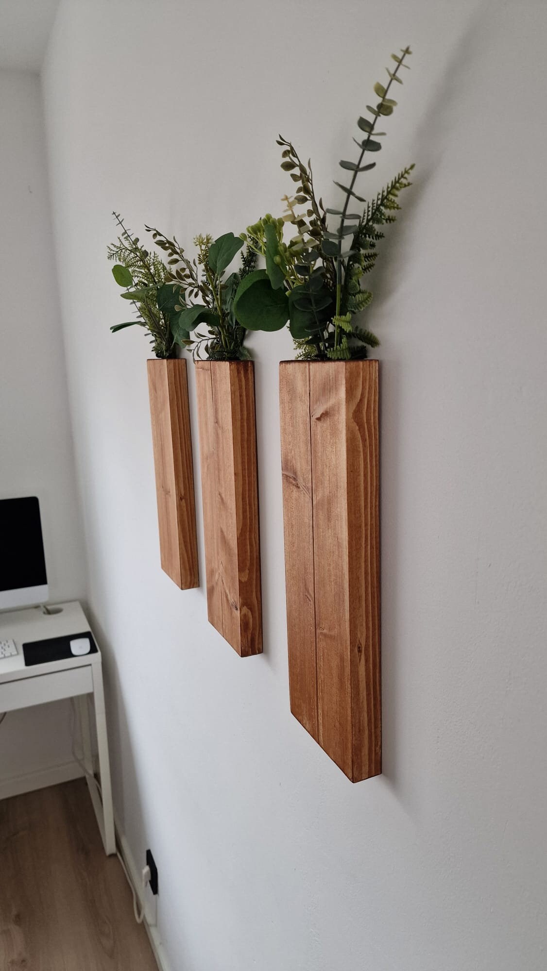 Wooden Wall Pockets for Plants Wooden Hanging Vase Handmade Unique Home ...