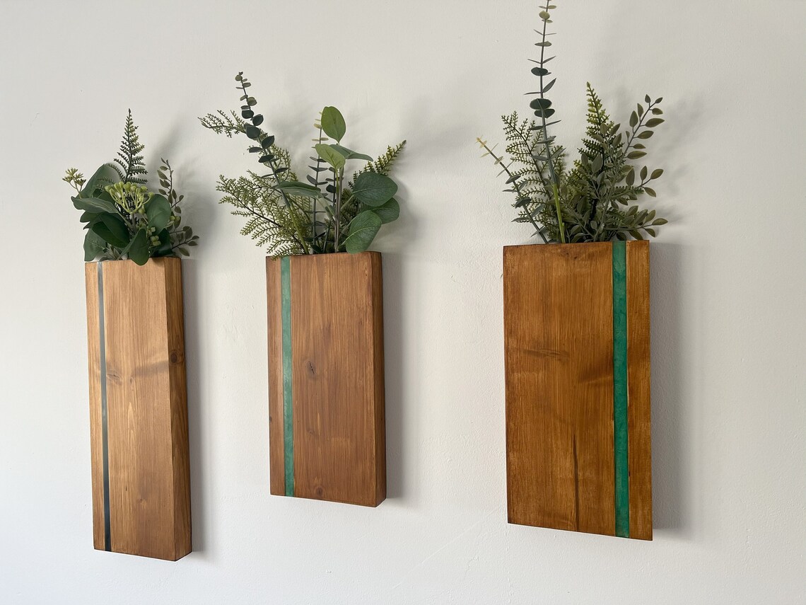 Handcrafted Wooden Wall Pocket With Epoxy Accent 40 Cm - Etsy