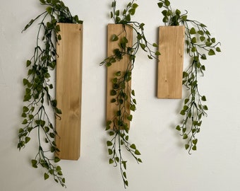Wooden Wall Pockets for Plants Wooden Hanging Vase Handcrafted Unique ...