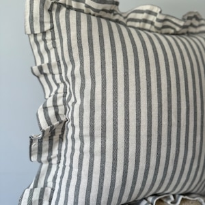 Soft Linen Ruffled Pillow Cover - Handmade Neutral Decorative Designer ...