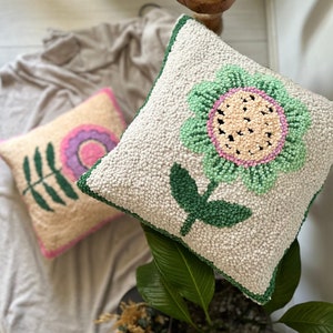 Flower Velvet Pillow Cover, Tufted Throw Pillow, Housewarming Gift ...