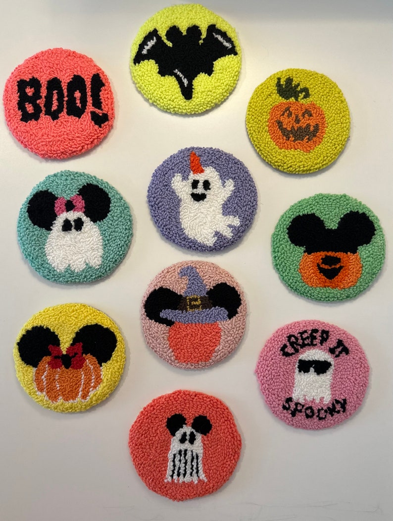 Punch Needle Mug Rug Handmade Drink Coasters Tufted Mickey - Etsy