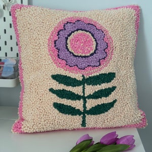 Flower Velvet Pillow Cover, Tufted Throw Pillow, Housewarming Gift ...