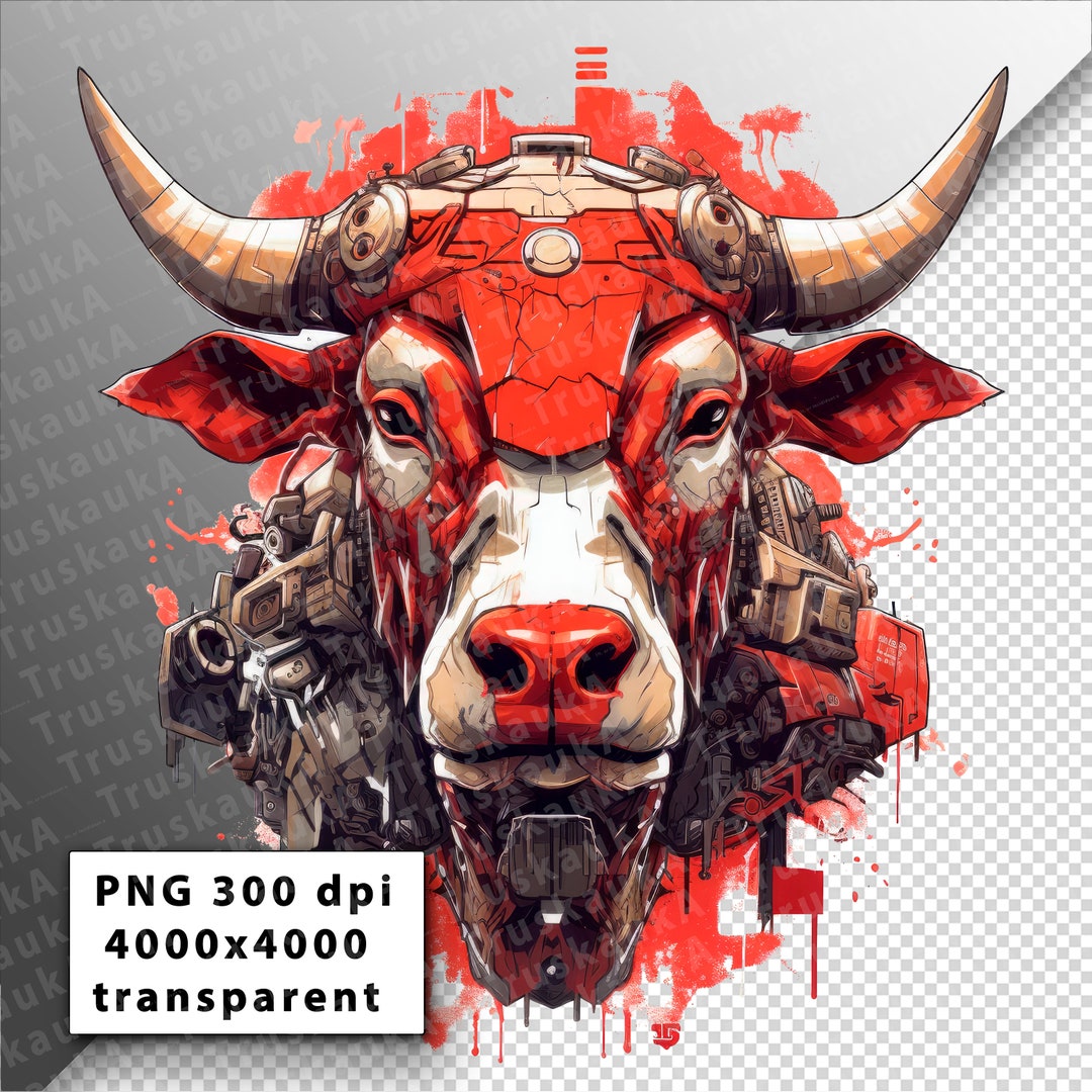 Cyber Cow, Sci-fi Cyberpunk, PNG Illustration in 4000x4000 Resolution ...