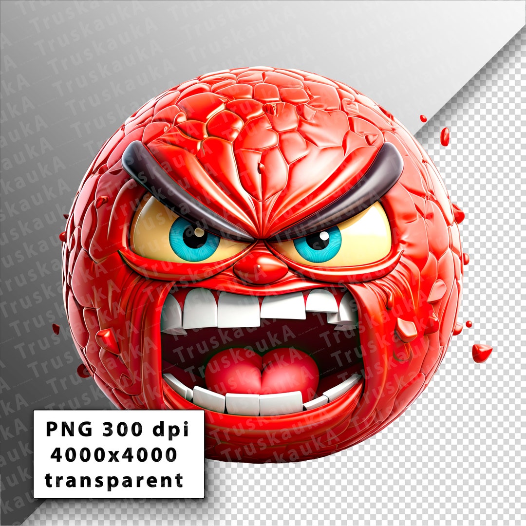Red Angry Emoji Character, PNG Image Without Background for Printing on ...