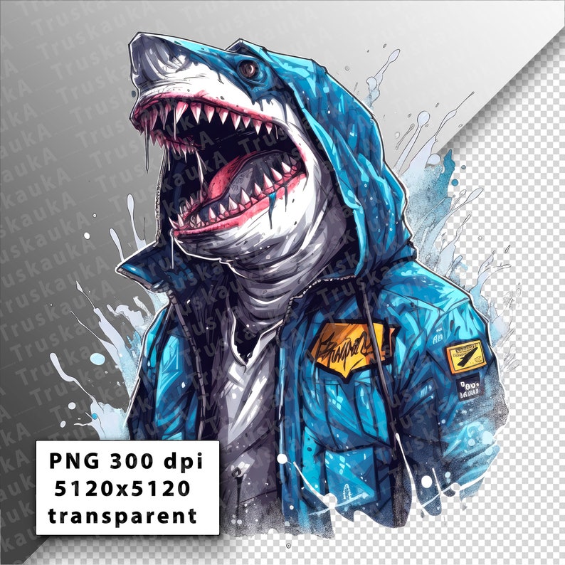 Man Shark PNG in High Resolution Stickers Digital Illustration for ...