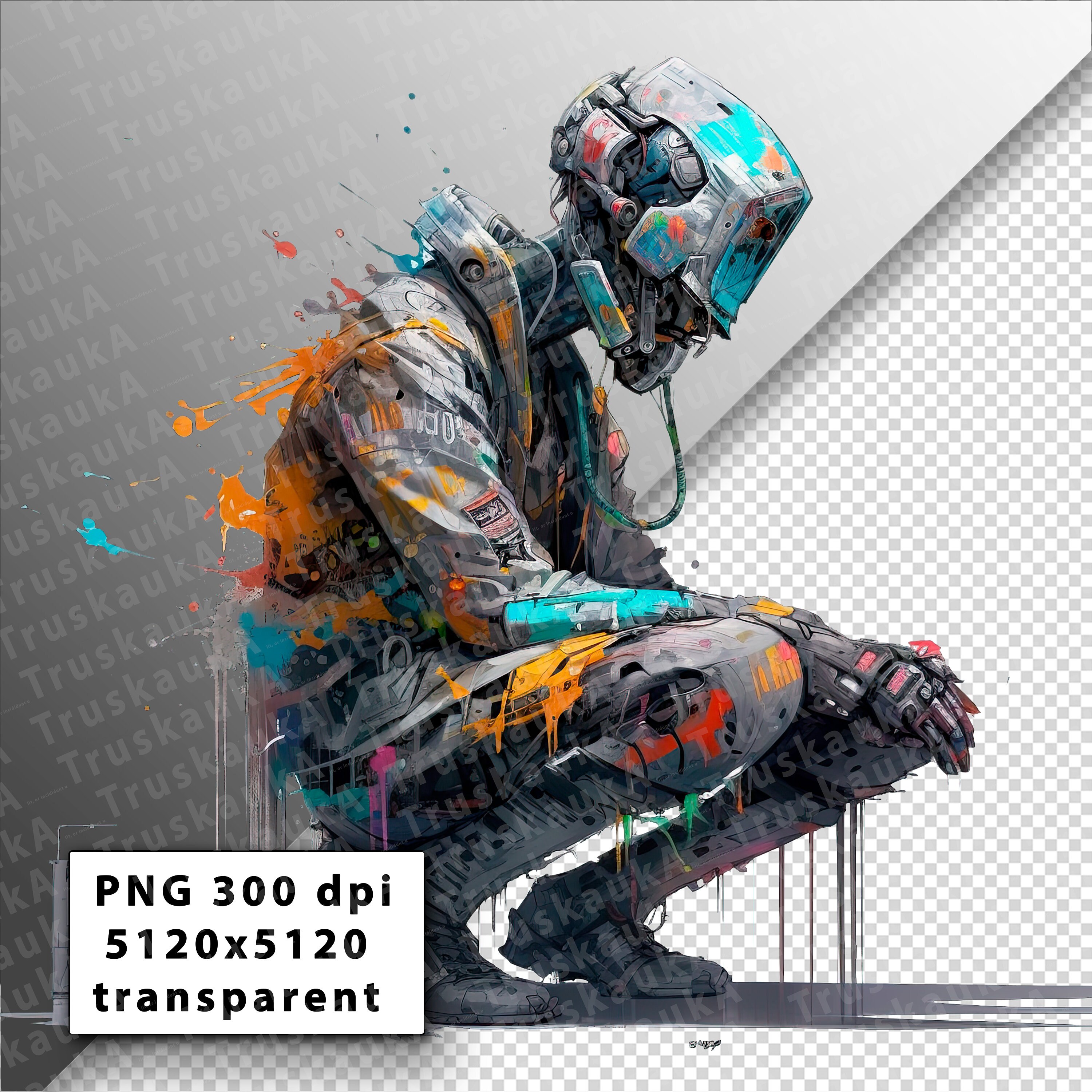 Cyberpunk Cyborg Robot Punk PNG 5120x5120 No Background for Print and ...
