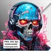 Neon Cyber Skull With Headphones PNG in High Quality for Printing and ...
