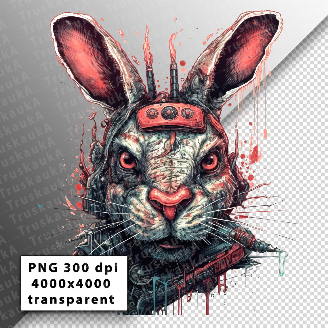 Hellish Evil Rabbit, Scary Hare, 1 PNG 4000x4000 Without Background for ...