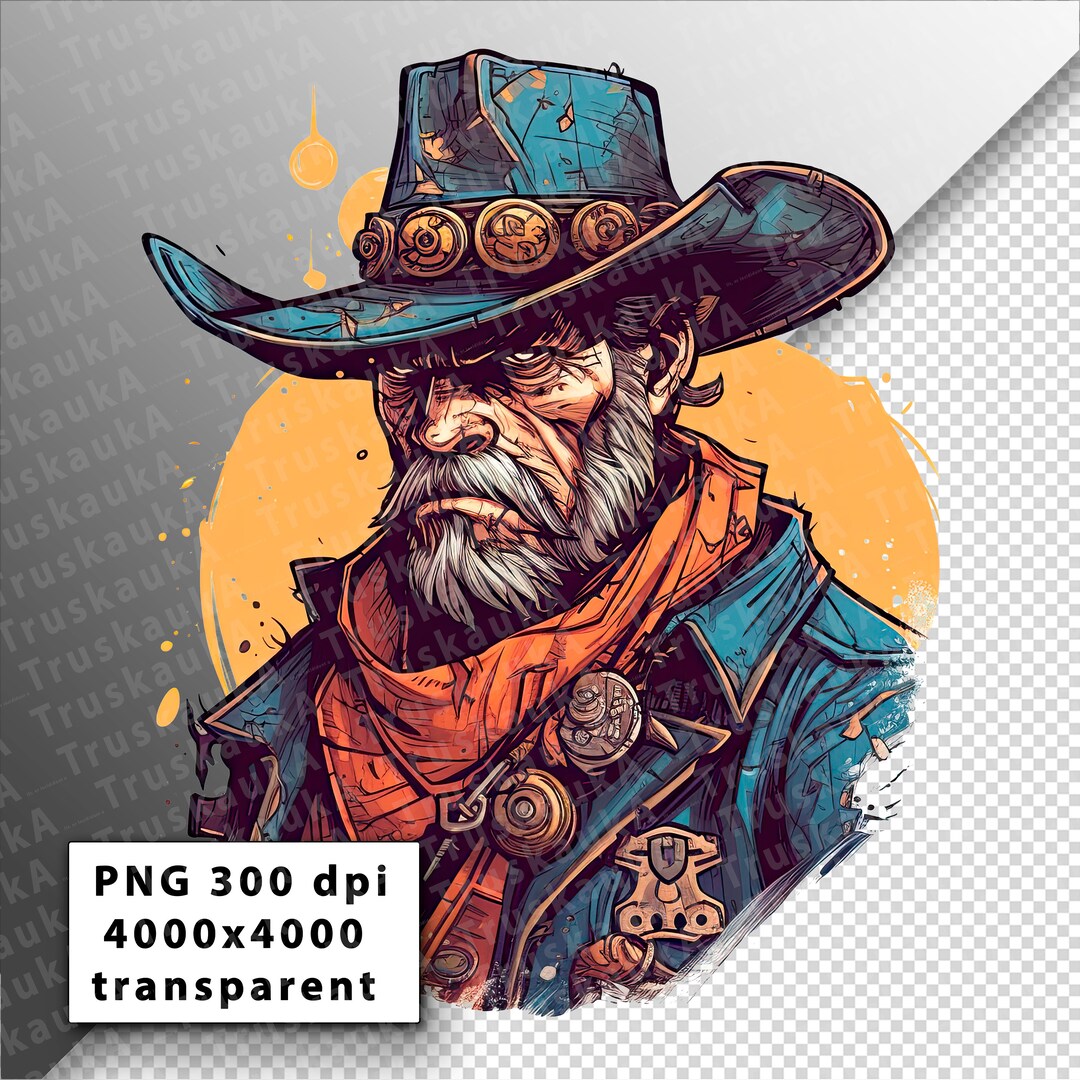 Angry Cowboy in Cowboy Hat, Steampunk, Cyberpunk, Western PNG Picture ...