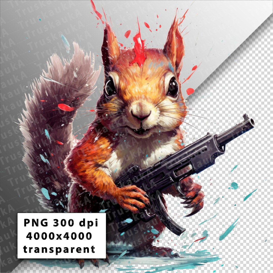 Angry Armed Squirrel, 1 PNG Illustration in 4000x4000 Resolution and ...
