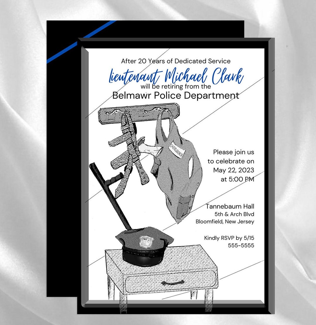 Police Officer Sheriff Promotion Graduation Retirement Invitation ...